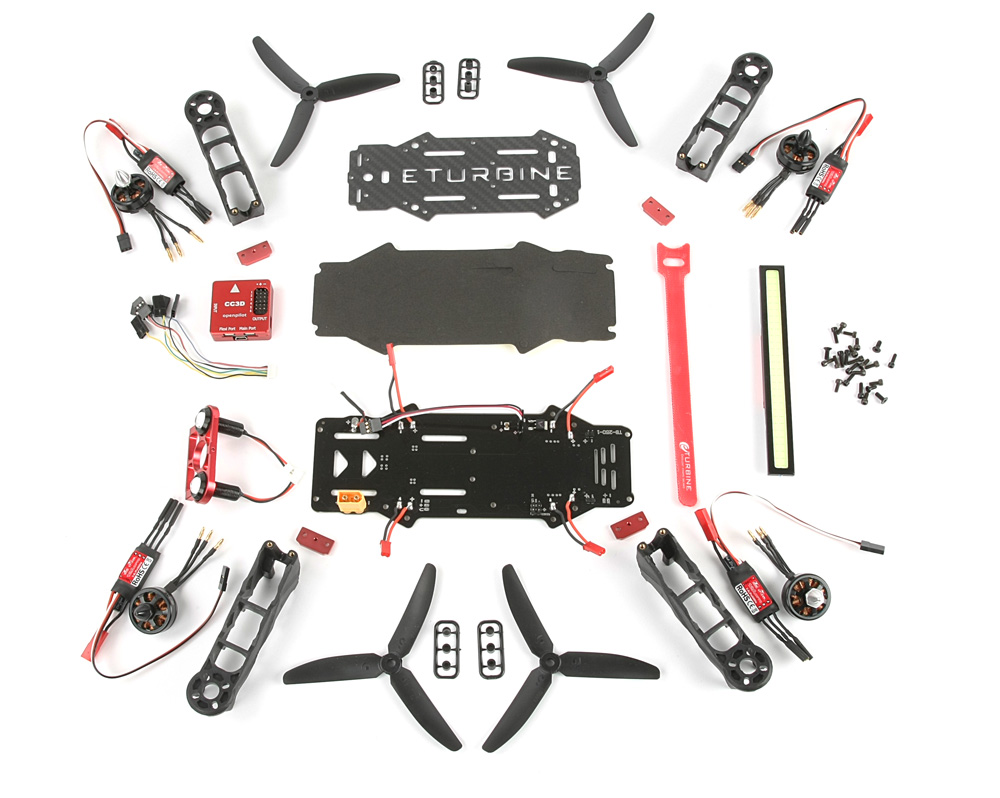 ETurbine RaceCopter FPV Racer 250 Combo Kit mit Motor Regler CC3D und LED Parkflieger RC Modellbau Shop